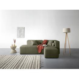 Ecksofa Home Affaire, B:233cm H:76,5cm T:93cm, grün, 93% Polyester, 6% Acryl, 1% Baumwolle, Wohnzimmer, Sofas, "Sundstrup L-Form", Modulserie,