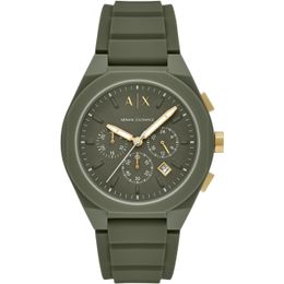 Armani Exchange Herren Chronograph "SYNC", grün, Armbanduhren, Quarzuhr, Armbanduhr, Herrenuhr, Silikonarmband, analog, Tag