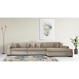 Ottomane Home Affaire, B:310cm H:86cm T:100cm, beige, 100% Polyester, Sofas, "Skara L-Form", Lounge-Sofa mit Federkernpolsterung, in vielen