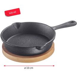 Westmark Grillpfanne "Tapas + Friends, kleine Gusseisenpfanne", &Oslash; 11cm + H&ouml;he 3,5cm, schwarz, Pfannen, 125 ml, inkl. Bambus-Untersetzer