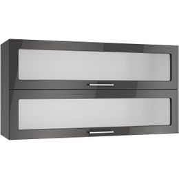 Klapphängeschrank KOCHSTATION, B:110cm T:34cm, grau, MDF, Schränke, "KS-Milan", Klapphängeschrank 110 cm, matte oder hochglänzende Fronten