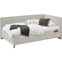 Meise M&ouml;bel Kinderbett MEISE.M&Ouml;BEL, B:133cm L:215cm, beige, Betten, "FUN II", Polsterbett wahlweise mit Bettkasten, Jugendbett inkl. USB-Anschluss