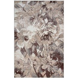 Teppich my home, B:240cm H:9mm L:320cm, beige, Kunstfaser, Wohnzimmer, Teppiche, "Almrose", mit besonders weichem Flor, Blumen Muster, florales