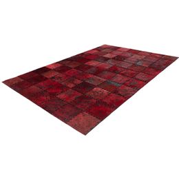 Teppich Arte Espina, B:200cm H:5mm L:290cm, rot, Rindsleder, Wohnzimmer, Teppiche, "Voila 100", handgen&auml;hter Flachflor-Teppich im Patchwork-Design.