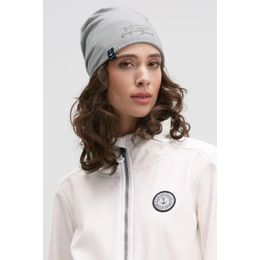 SOCCX Damen Beanie, grau, bedruckt, Baumwollmischung, M&uuml;tzen, mit Rollsaum