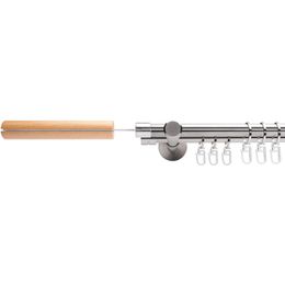 Gardinenstange Liedeco, L:120cm &Oslash;:16mm, silber, Edelstahl, Holzwerkstoff, Gardinenstangen, "Stil Kolding", 2-l&auml;ufig im Fixma&szlig; &Oslash; 16 mm