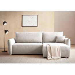 Ecksofa Home Affaire, B:257cm H:88cm T:177cm, grau, Wohnzimmer, Sofas, "MAVAS Schlafsofa mit Bettkasten, L-Form", ca.257/127cm (Liegefläche 212/145