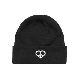 MISS TEE Damen Beanie "Miss Tee Peace Sign Heavy Knit Beanie"schwarz, Kunstfaser, M&uuml;tzen