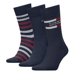Tommy Hilfiger Damen Socken "TH MEN SOCK 3P GIFTBOX TOMMY STRIPE", Gr. 39, blau, Obermaterial: 69% Baumwolle, 30% Polyamid, 1% Elasthan, Socken