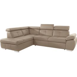 Ecksofa, B:274cm H:81cm T:206cm, braun, exxpo - SOFA FASHION, NaturLEDER (echtes Rindsleder) in Sitz und R&uuml;cken. Korpus in passendem Kunstleder