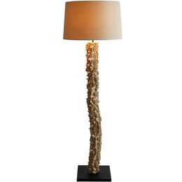 Salesfever Stehlampe "Pandora", 1, Ø 50cm H: 150cm, 1 Stk., schwarz-weiß, Wohnzimmer, Leuchten, handgefertigt, mit Leinenschirm