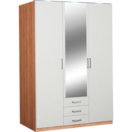 Kleiderschrank Priess, B:140cm H:193cm T:56cm, braun, Holzwerkstoff, Schlafzimmer, Schr&auml;nke, "Amsterdam", mit oder ohne LED-Beleuchtung