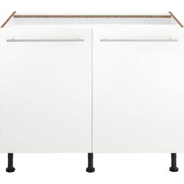 Unterschrank Optifit, B:100cm H:87cm T:58,4cm, wei&szlig;, K&uuml;che, Schr&auml;nke, "Bern", 100 cm breit, mit 2 T&uuml;ren, mit h&ouml;henverstellbaren F&uuml;&szlig;en