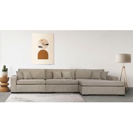 Sofa-Eckelement Home Affaire, B:400cm H:86cm T:190cm, beige, 100% Polyester, Polsterelemente, "Skara XXL L-Form", Lounge-Sofa XXL mit