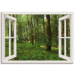 Leinwandbild Artland, B:100cm H:70cm, wei&szlig;, Leinwand, Wohnzimmer, Bilder, "Panorama Sommerwald, wei&szlig;", auf Holzrahmen gespannt