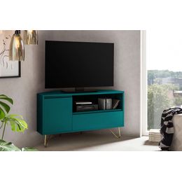 TV-Board Salesfever, B:100cm H:58cm T:50cm, blau, MDF, Metall, Sideboards, "Bolton Moderne TV-Eckkommode", Ecklösung, TV-Kommode matt lackiert,