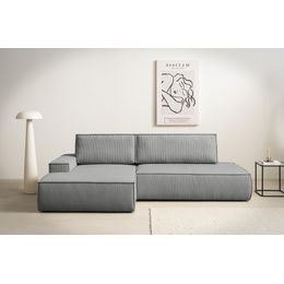 Ecksofa Home Affaire, B:275cm H:85cm T:167cm, grau, 100% Polyester, Wohnzimmer, Sofas, "SHERWOOD, Schlafsofa in L-Form offen (275cm), Cord,