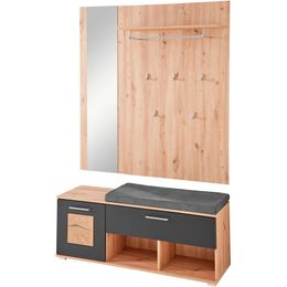 Sitzgruppe Innostyle, B:126cm H:193cm T:38cm, beige, Holzwerkstoff, MDF, Küche, Sitzmöbel-Sets, "Fun Garderobeset, 126x193x38cm (B/H/T)", 1 türig, 1