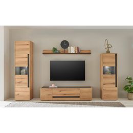 Wohnwand Inosign, B:310cm H:197cm T:45cm, braun, Holzwerkstoff, Wohnzimmer, Kastenmöbel-Sets, "City/Giron, moderne Anbauwand, Komplettset in vielen