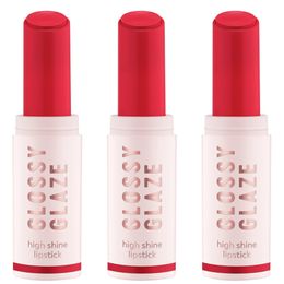 Essence Damen Lippenstift "GLOSSY GLAZE high shine lipstick", rot, Lippen-Kosmetika, Hohe Farbintensit&auml;t, hochgl&auml;nzendes Finish, buttrig-weiche