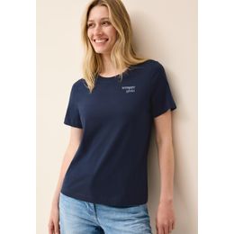 Cecil Damen T-Shirt, blau, Gr. XS, bedruckt, Obermaterial: 100% Baumwolle, Shirts, mit Wording