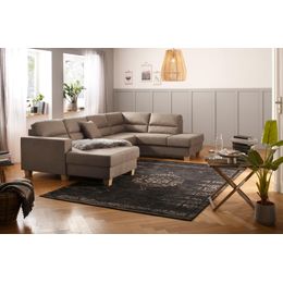 Wohnlandschaft Home Affaire, B:313cm H:85cm, beige, Sofas, "Navan, komfortabel mit viel Platz, U-Form", wahlweise mit Bettfunktion und Kopfstütze