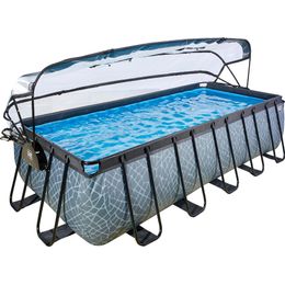 Framepool EXIT, B:250cm H:122cm L:540cm, grau, Schwimmbecken, "inkl. multifunktionaler Abdeckung & Wärmepumpe", 250x540x122 cm, mit Sandfilteranlage,