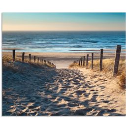 K&uuml;chenr&uuml;ckwand Artland, B:60cm H:50cm, beige, Aluminium, Spritzschutzw&auml;nde, "Weg zum Nordseestrand Sonnenuntergang", Alu Spritzschutz mit Klebeband,