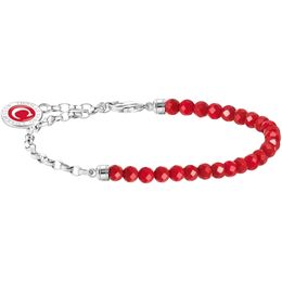 Thomas Sabo Damen Charm-Armband "imit. Malachit oder imit.Korelle", 19, Silber 925 (Sterlingsilber), bunt, Silber 925 (Sterlingsilber), Armbänder,