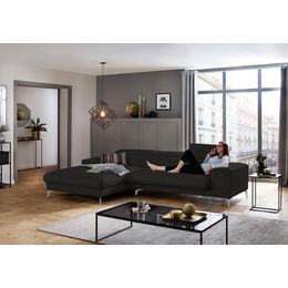 Ecksofa W.Schillig, B:303cm H:70cm T:193cm, schwarz, Longlife Xtra-Leder Z59: Glattleder mit modischer Pr&auml;gung. Hautst&auml;rke 0, 9 - 1, 1 mm,
