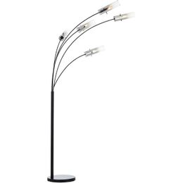 Brilliant Stehlampe "Glasini", 5, H: 200cm, 1 Stk., schwarz, Wohnzimmer, Leuchten, 200 x 30 x 73 cm, 5 x E14, Metall/Rauchglas, matt schwarz