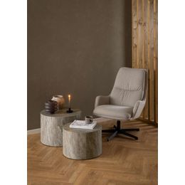 Couchtisch ACTONA GROUP, B:58cm H:40cm T:58cm, grau, Wohnzimmer, Tische, "Dice Couchtisch-Set, Steinoptik, TOPSELLER pflegeleicht, modern", rund,