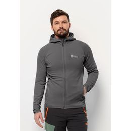 Jack Wolfskin Herren Fleecejacke "BAISELBERG HOODED FZ M", grau, Gr. L, Obermaterial: 95% Polyester, 5% Elastan; Futter: 100% Polyester, Jacken