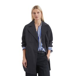 Marc O'Polo MARC O'POLO Damen Trenchcoat, blau, Gr. 34, Web, Obermaterial: 60% Baumwolle, 37% Polyamid, 3% Elasthan, M&auml;ntel, markant abgerundeten und seitlich