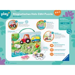 Ravensburger Kinder Puzzle "Play+ Magnetisches Holz-Zähl-Puzzl Bauernhof"bunt, B:29,5cm H:22cm, Puzzles