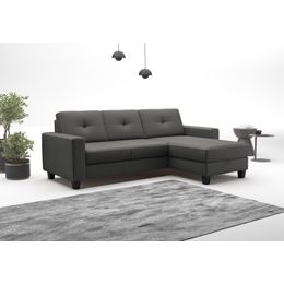 Ecksofa Places of Style, B:239cm H:91cm T:164cm, grau, Wohnzimmer, Sofas, "Varese", wahlweise mit Bettfunktion und Bettkasten