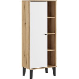 Stauraumschrank Inosign, B:51cm H:128cm T:33cm, weiß, FSC-zertifizierter Holzwerkstoff, Schränke, "Oslo, Badschrank mit Knopfgriff, Hochschrank im