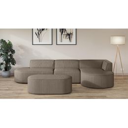 Ecksofa OTTO HOME, B:343cm H:72cm T:159cm, grau, 100% Polyester, Wohnzimmer, Sofas, "EIVIND Designer Sofa mit Ottomane rechts/links, B/T/H: