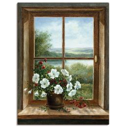 Wandbild Artland, B:60cm H:80cm, braun, Wohnzimmer, Bilder, "Blumen am Fenster", als Alubild, Outdoorbild, Leinwandbild, Poster, Wandaufkleber