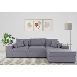 Ecksofa OTTO HOME, B:280cm H:75cm T:162cm, grau, Baumwollmix (60% Baumwolle/40% Leinen);Struktur fein (100% Polyester);Samtoptik (100%