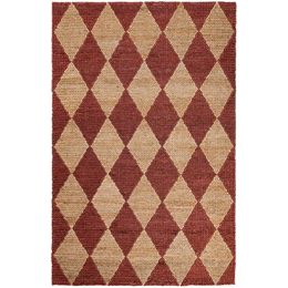 Teppich FLAIR RUGS, B:120cm H:5mm L:170cm, orange, Baumwolle, Jute, Wohnzimmer, Teppiche, "Effie Diamond", handgekn&uuml;pft