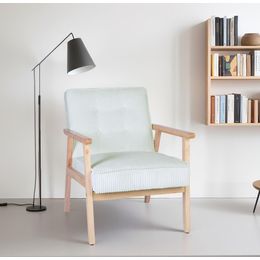 Loungesessel Home Affaire, B:64cm H:83cm T:77cm, beige, rubber wood frame, pine wood, plywood, foam, fabric, Wohnzimmer, Sessel, "MENONRI mit