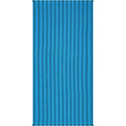 Strandtuch Egeria, B:80cm L:180cm, blau, gewebte Ware, Obermaterial: 65% Baumwolle, 20% Polyester, 15% Viskose, Handtücher, "Pestemal", 80x180 cm,