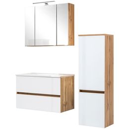 Badezimmer-Set Welltime, B:120cm H:200cm T:49cm, wei&szlig;, Kastenm&ouml;bel-Sets, "Horki", bestehend aus Waschtisch-Set mit Midischrank, Breite 120 cm
