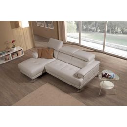Ecksofa Egoitaliano, B:250cm H:99cm T:166cm, grau, Leder &raquo;BULL&laquo; (echtes Rindsleder). Geschliffenes, pigmentiertes und behandeltes Rindsleder mit
