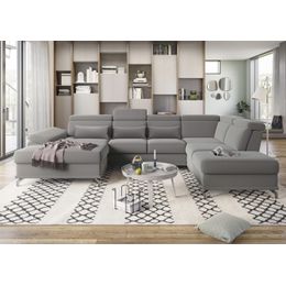 Sit & More Wohnlandschaft SIT & MORE, B:359cm H:87cm T:230cm, grau, 100% Polyester, Sofas, "Cabrio U-Form, B: 359 cm, mit Sitztiefen-, Arm- &