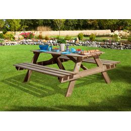 Garten-Essgruppe Weka, B:142cm H:72cm T:37cm, grau, Massivholz, Sitzm&ouml;bel-Sets, Tischgr&ouml;&szlig;e BxTxH: 181x63x72 cm