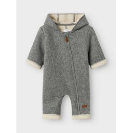 name it Mädchen Fleeceoverall "NBNMILY SUIT2", grau, Gr. 74, unifarben, Fleece, Obermaterial: 90% Polyester, 10% Wolle, Overalls