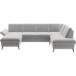 Wohnlandschaft Home Affaire, B:314cm H:93cm T:195cm, grau, 100% Polyester, Sofas, "Rochelle", wahlweise mit Bettfunktion, Bettkasten und