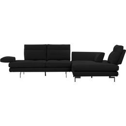 Ecksofa Calia italia, B:288cm H:90cm T:232cm, schwarz, Leder BULL (100% Leder), Wohnzimmer, Sofas, "Toby Wing, Komfortsofa mit Sitzkomfort der